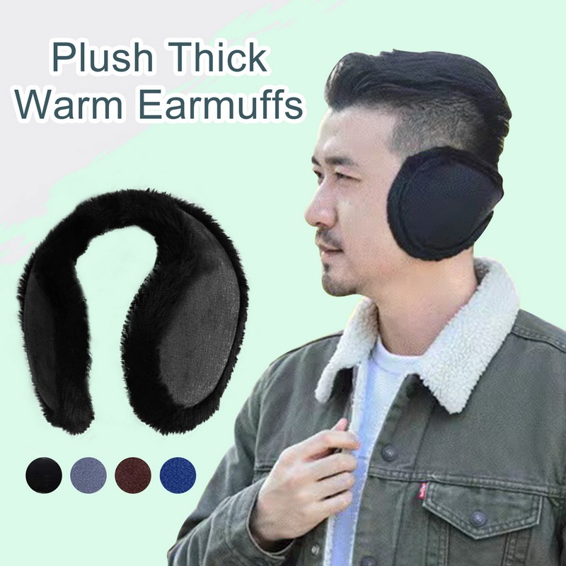Cache-oreilles,Protège-oreilles en fourrure épaisse pour hommes, couvre ...